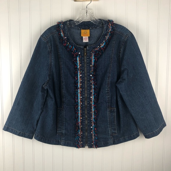Ruby Rd. | Jackets & Coats | Ruby Rd Denim Jacket Confetti Zipper Front ...